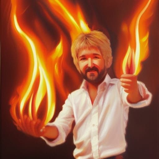 A young Noel Edmonds creates some powerful destruction magic. - AI ...