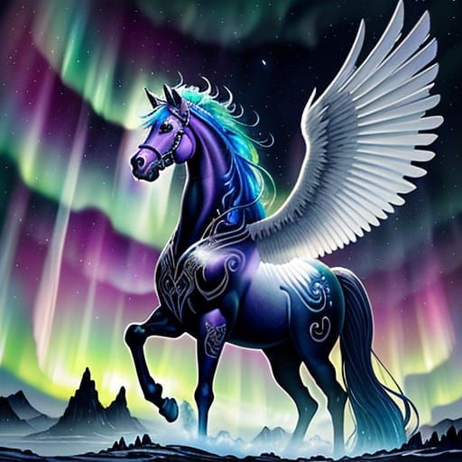 Fantasy Steed - Mythical Silver Steed with Radiant Ethereal ...