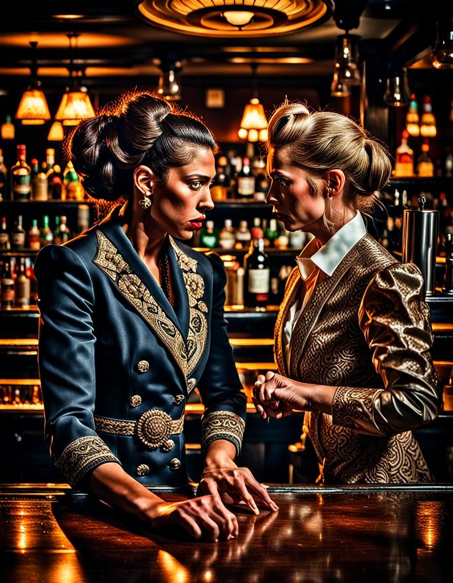 Hanging out - Moody Women Engage in Intense Barroom Brawl in...