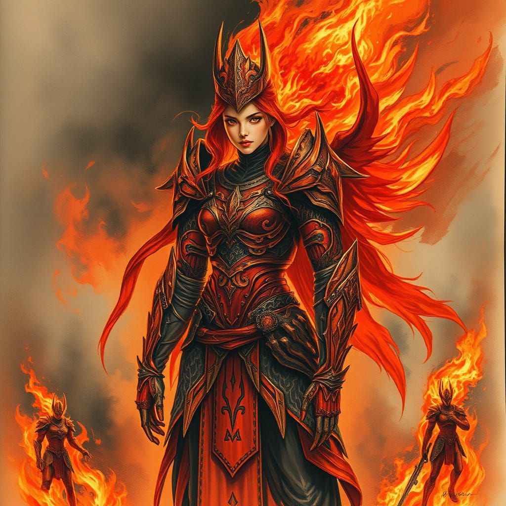 Fire Princess (#128) - Ethereal Fire Warrior Rises from Blaz...
