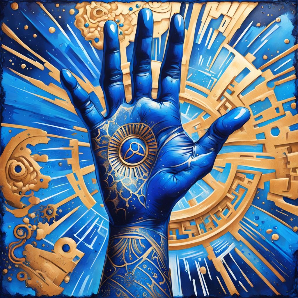 Blue Entity Hand - AI Generated Artwork - NightCafe Creator