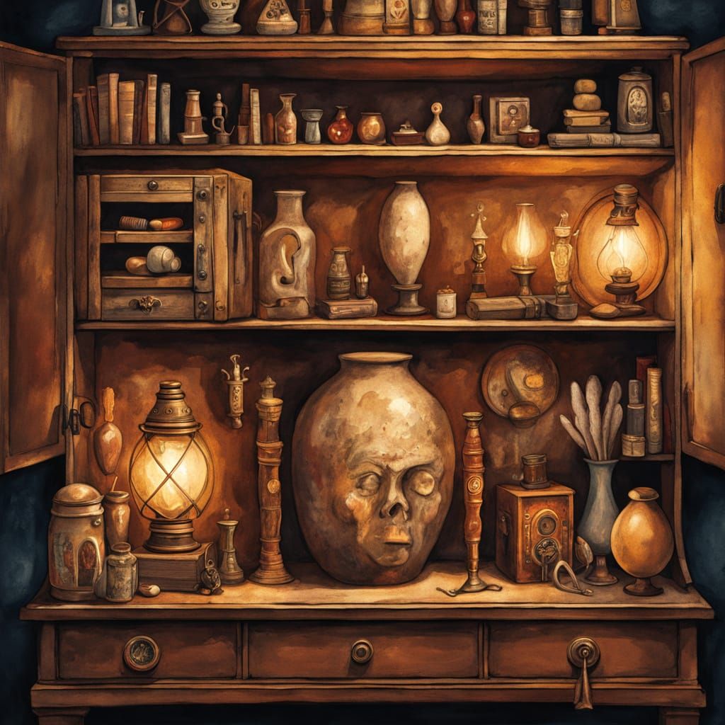 Magic shelf - Vintage Shelf of Forgotten Treasures in Dreamy...