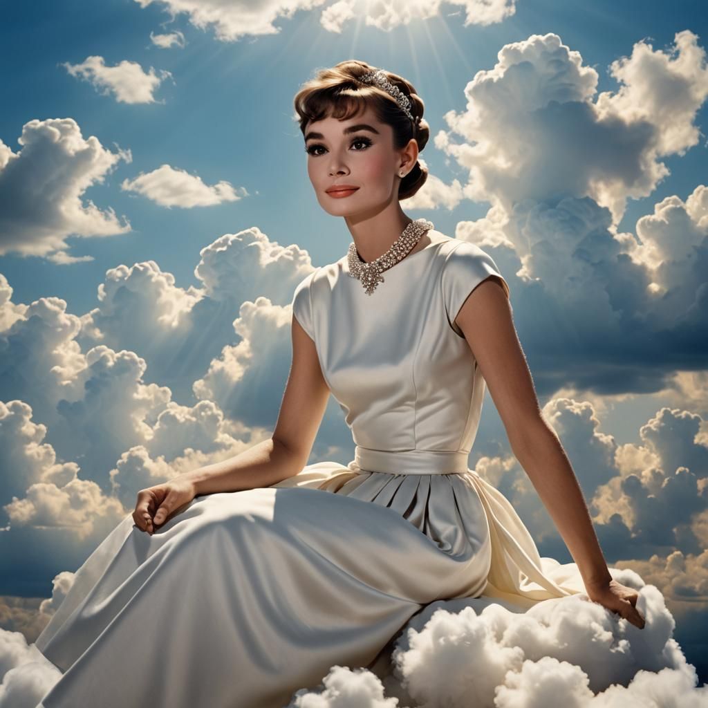 Audrey Hepburn flying high - AI Generated Artwork - NightCafe Creator