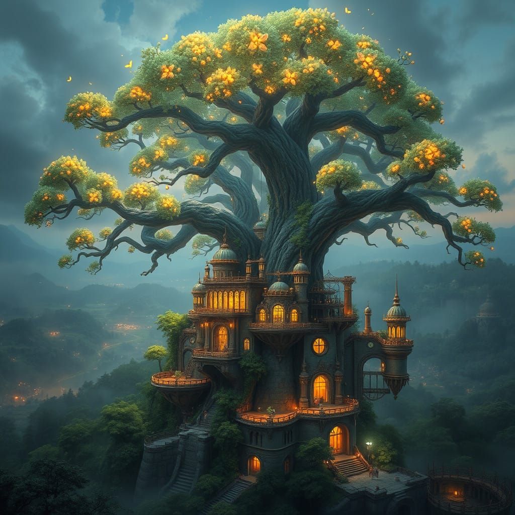 ancient tree - Ethereal Tree of Eternity Towers Above a Stea...