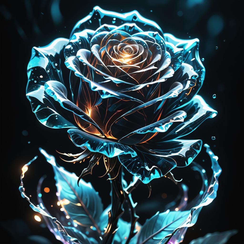 A beautiful crystal rose wrapped in a bioluminescence - AI Generated ...