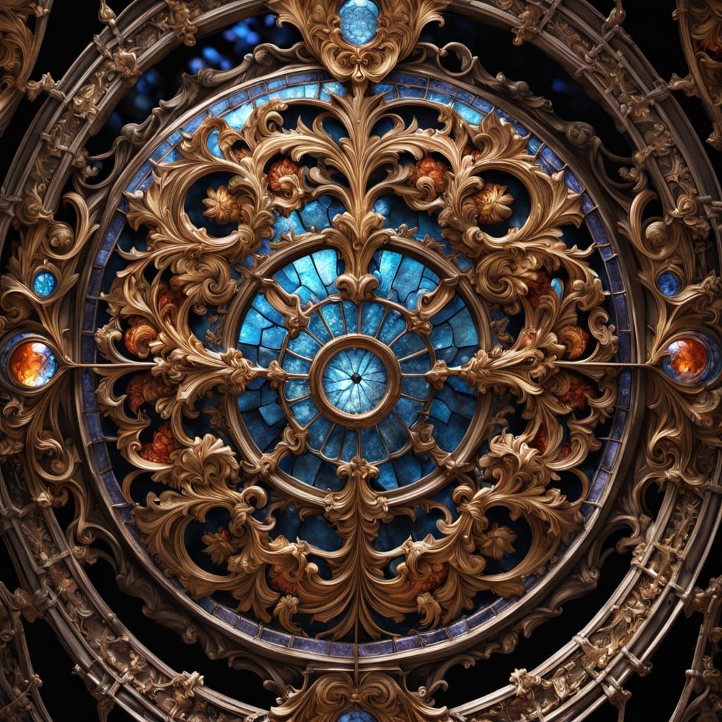 Stained Glass Ornate Orb - Stunning Baroque Stained-Glass Ar...