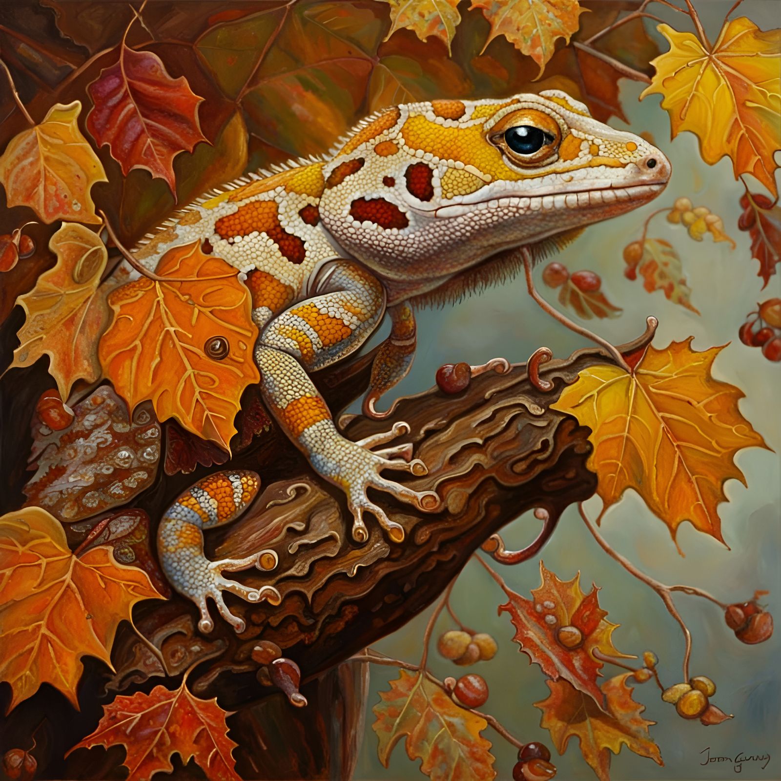 Autumn Gecko - AI Generated Artwork - NightCafe Creator