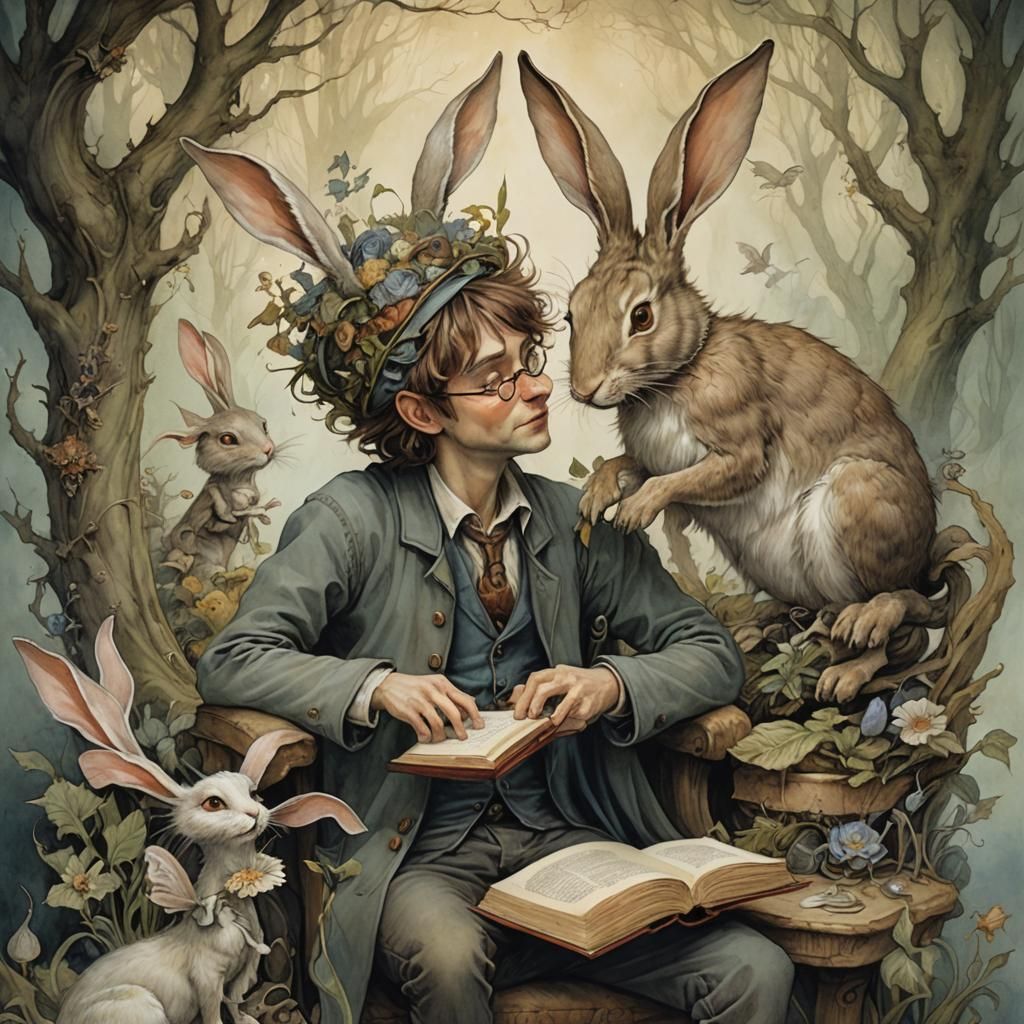 As he read to the rabbits... - AI Generated Artwork - NightCafe Creator