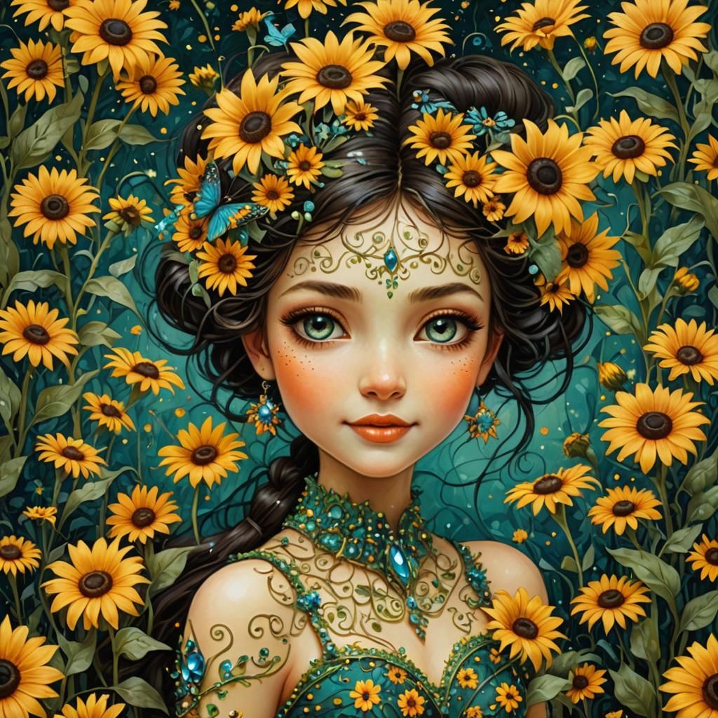 Fairy with Black-eyed Susan - AI Generated Artwork - NightCafe Creator