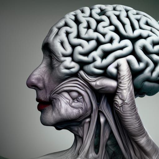 a brain where the wrinkles and convolutions are made of twisted, folded ...