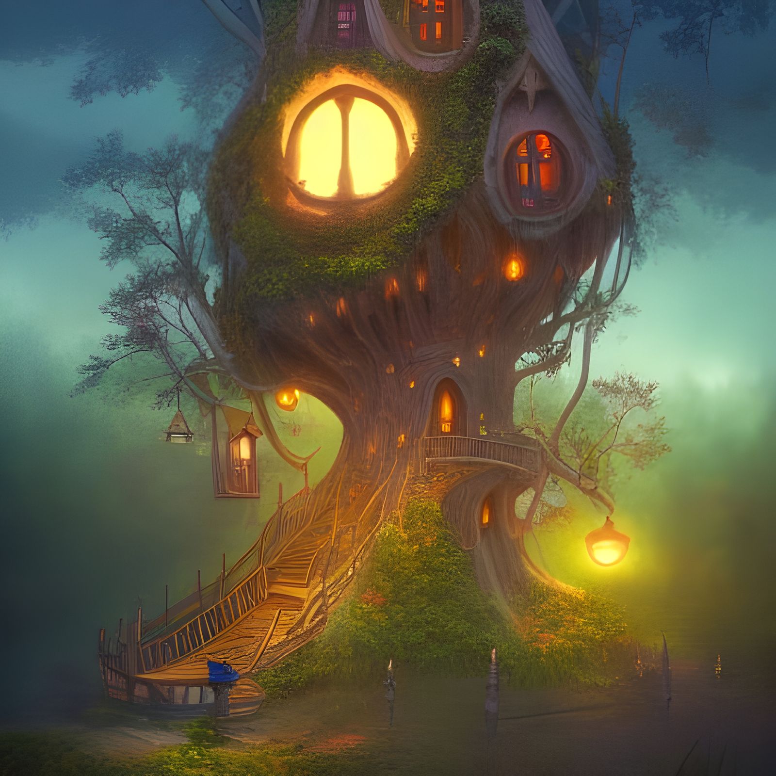 Treehouse 2 - AI Generated Artwork - NightCafe Creator