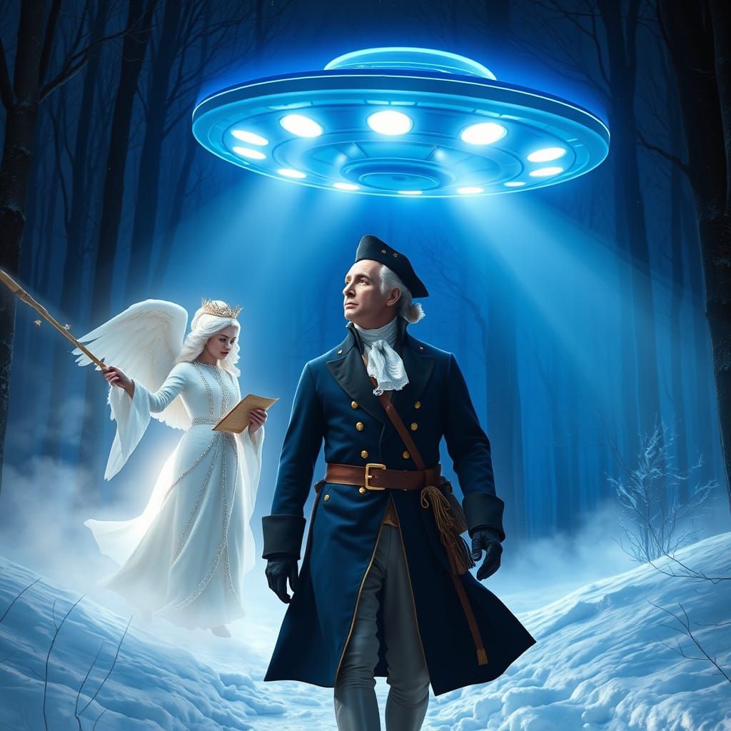 General Washington Meets Angelic Visitor in Snowy ... - AI Art