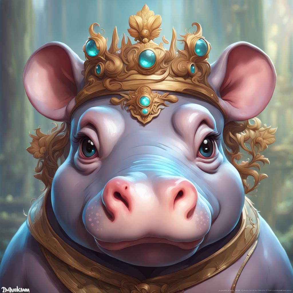 Adorable little hippo princess - AI Generated Artwork - NightCafe Creator