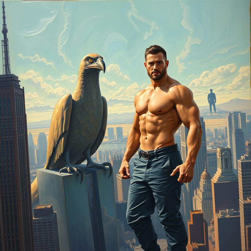 Technoviking Hero Stands Tall Amidst Dystopian Met... - AI Art