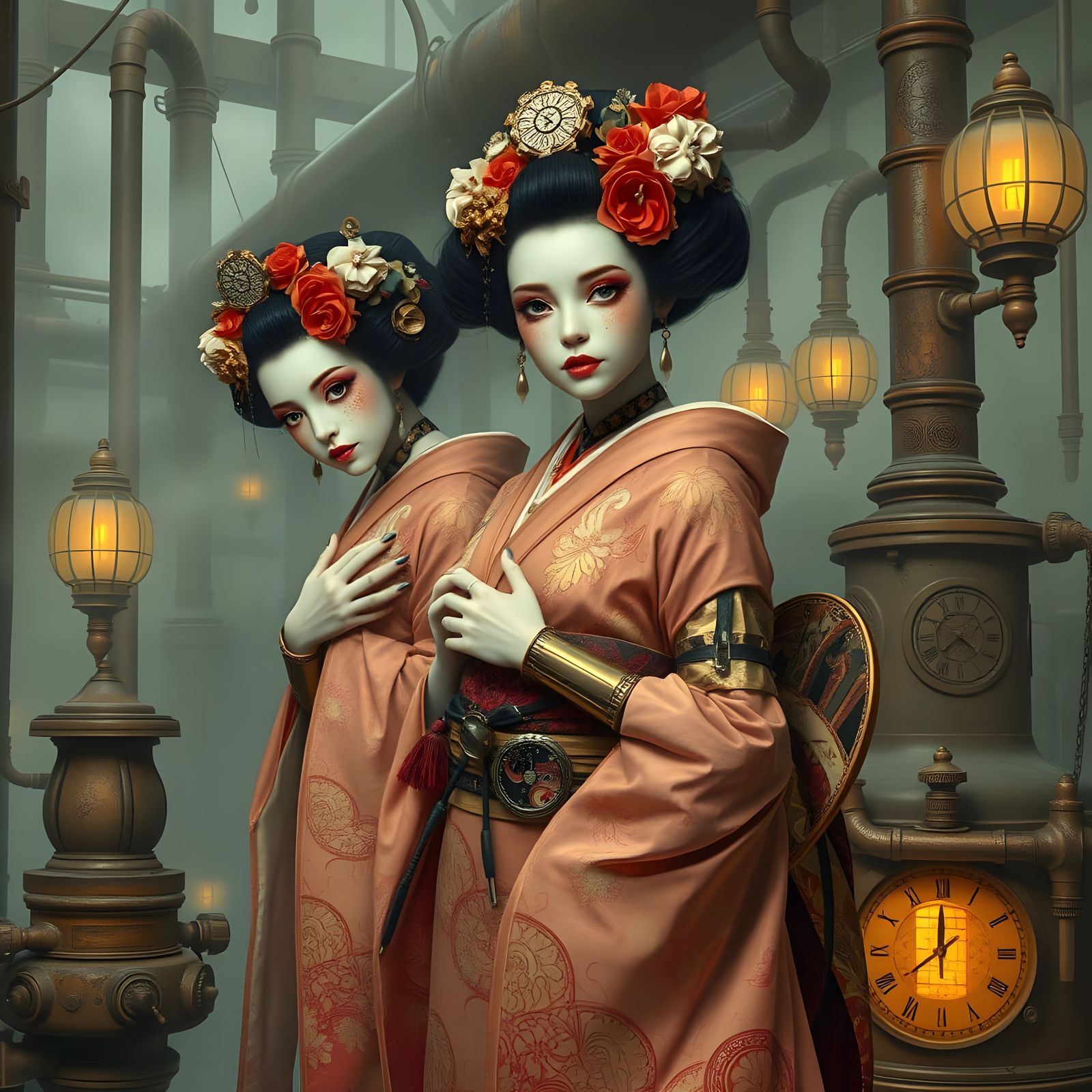 Geishas in a steampunk world 😎😎😎