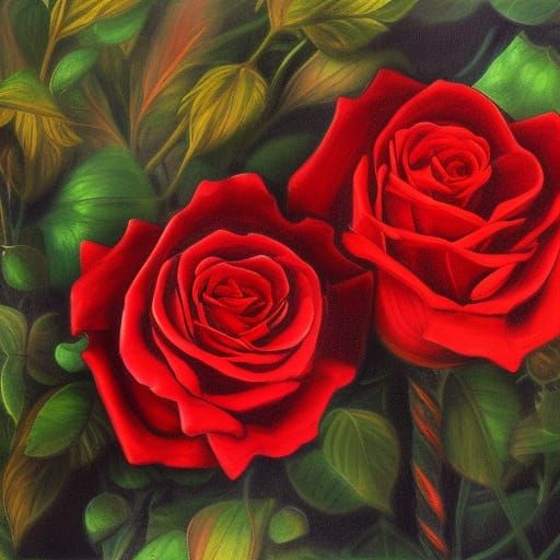 Two Roses - AI Generated Artwork - NightCafe Creator