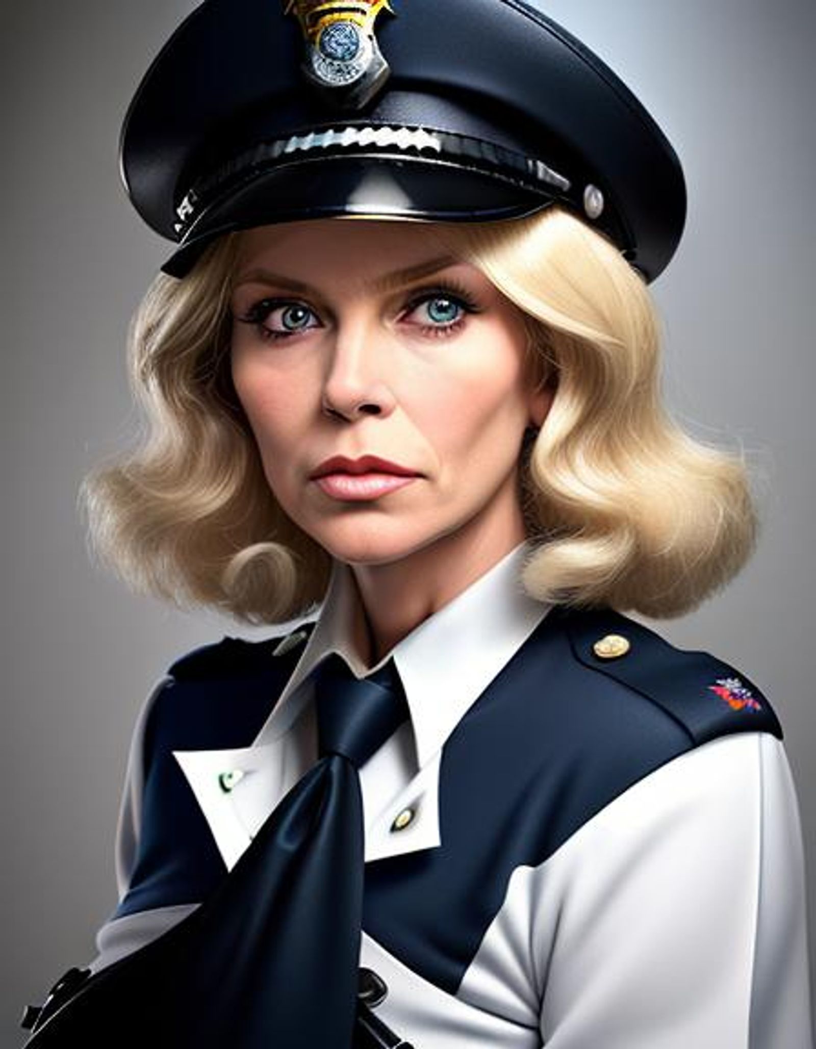 exquisitely chiseled high cheekbone muscular Police Woman Blonde Angie ...