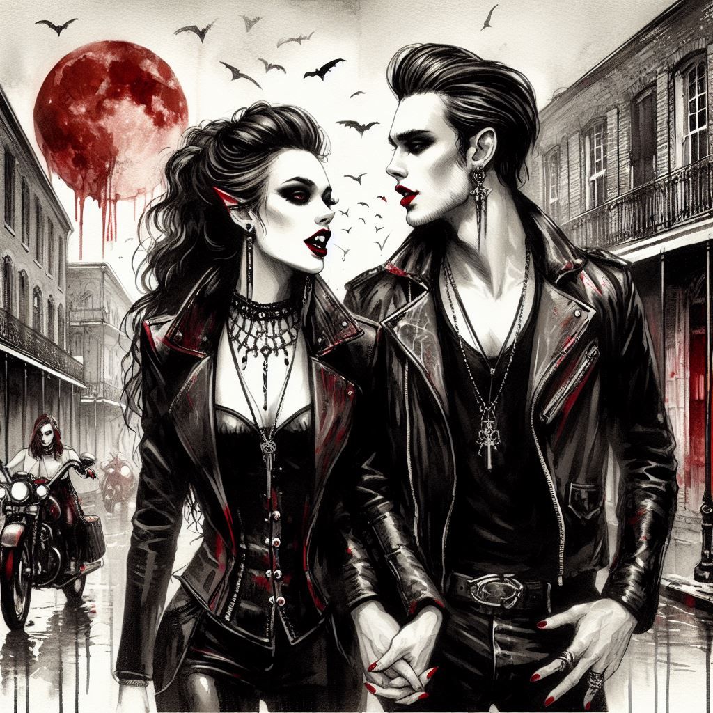 Gothic couple in New Orleans - AI Generated Artwork - NightCafe Creator