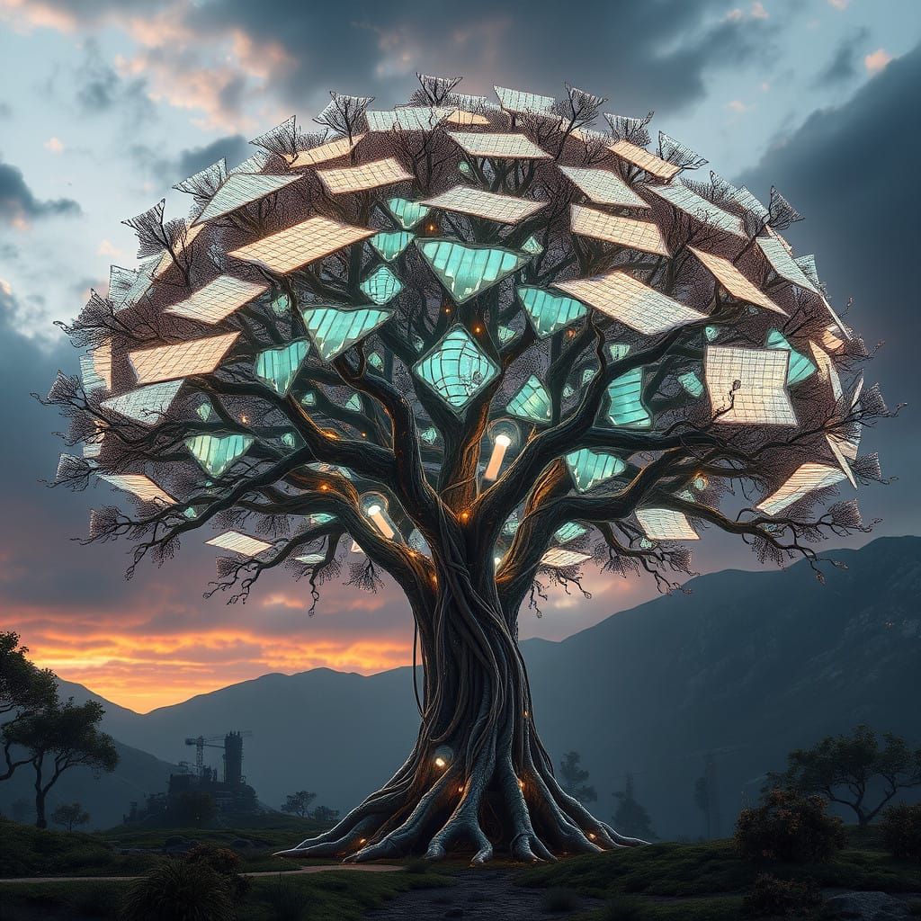 Solarpunk Tree - Ethereal Biotech Arboreal Wonders of a Futu...