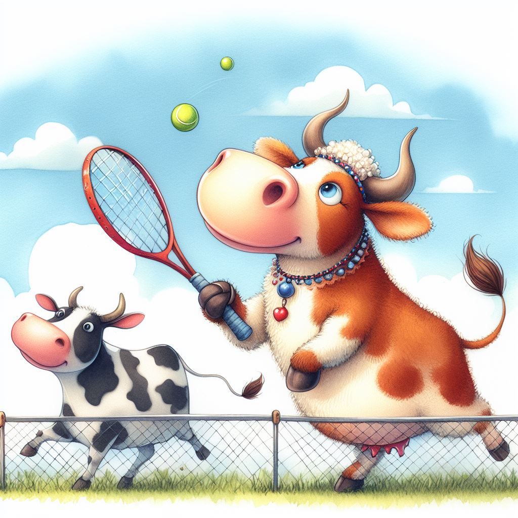 Cow and ox playing tennis - AI Generated Artwork - NightCafe Creator