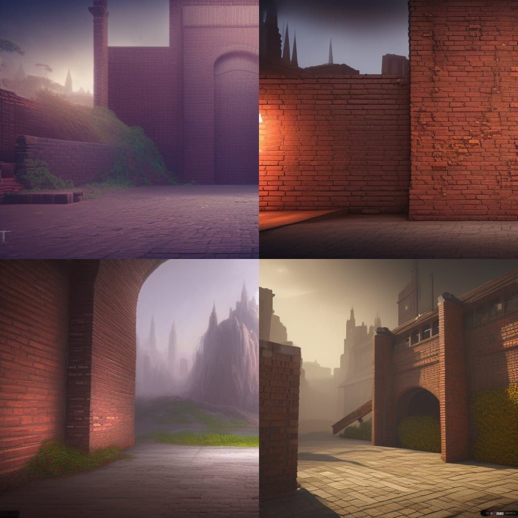 A brick wall with an arch pathway at night - AI Generated Artwork ...
