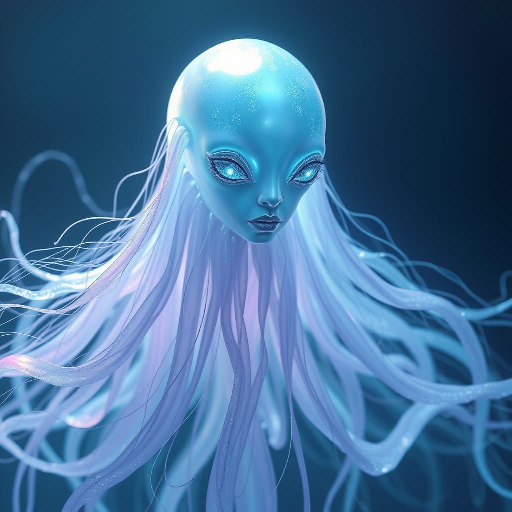 Ethereal Alien Being with Soft, Glowing Translucen... - AI Art