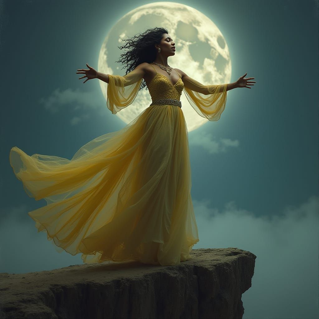 One Day I'll Fly Away - Elegant Singer on Misty Cliff in Vib...