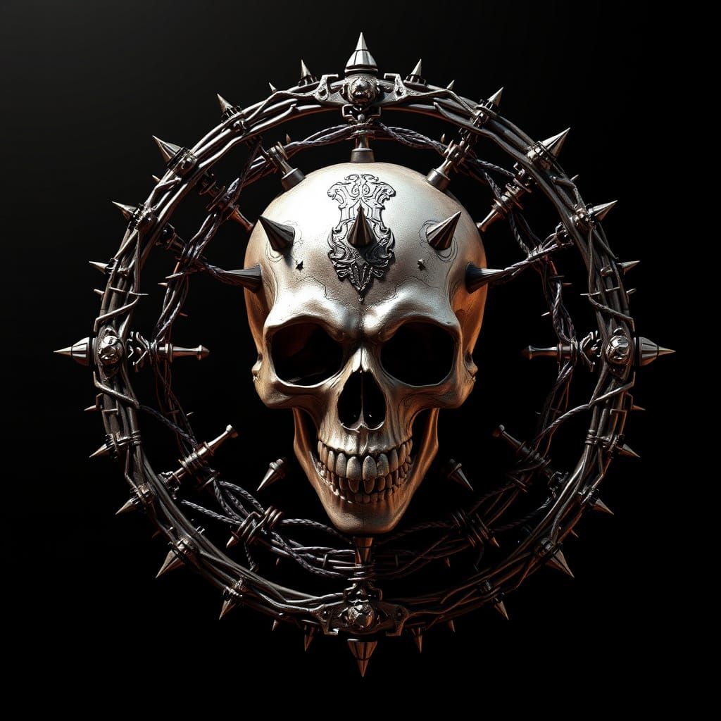 Epic Gothic Skull Masterpiece in Ornate Metal Circ... - AI Art