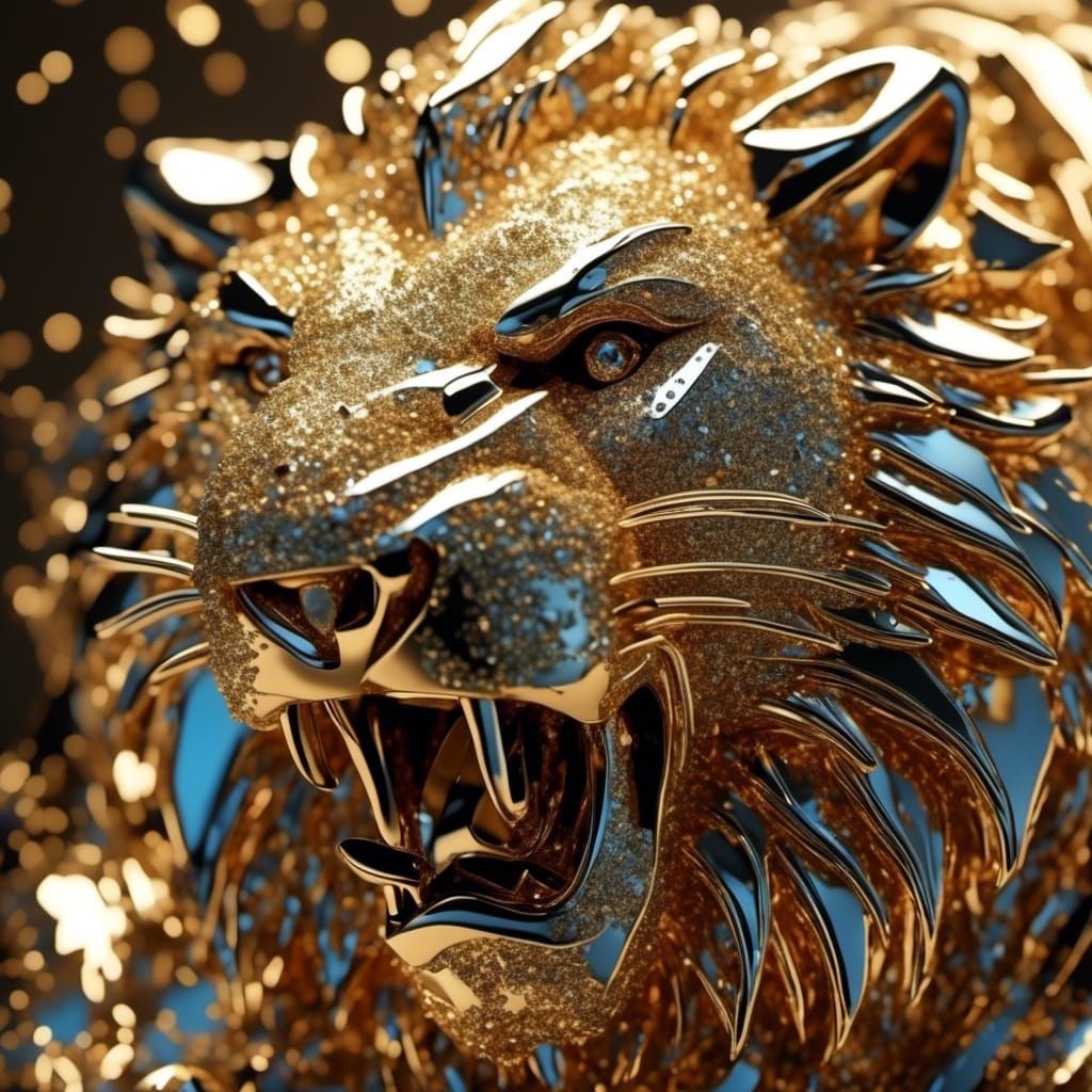 Gold Diamond Lion - AI Generated Artwork - NightCafe Creator