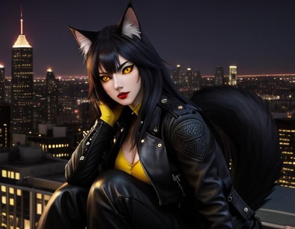 kitty over the city 2 (humanized) - AI Generated Artwork - NightCafe ...