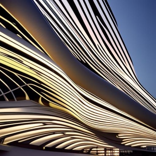 Zaha Hadid, textures architecture light lines move... - AI Art