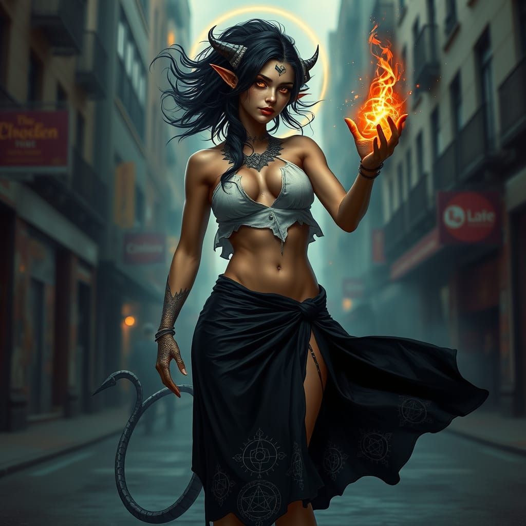 Longtooth Shifter Warlock Fey: Mystical Woman of S... - AI Art