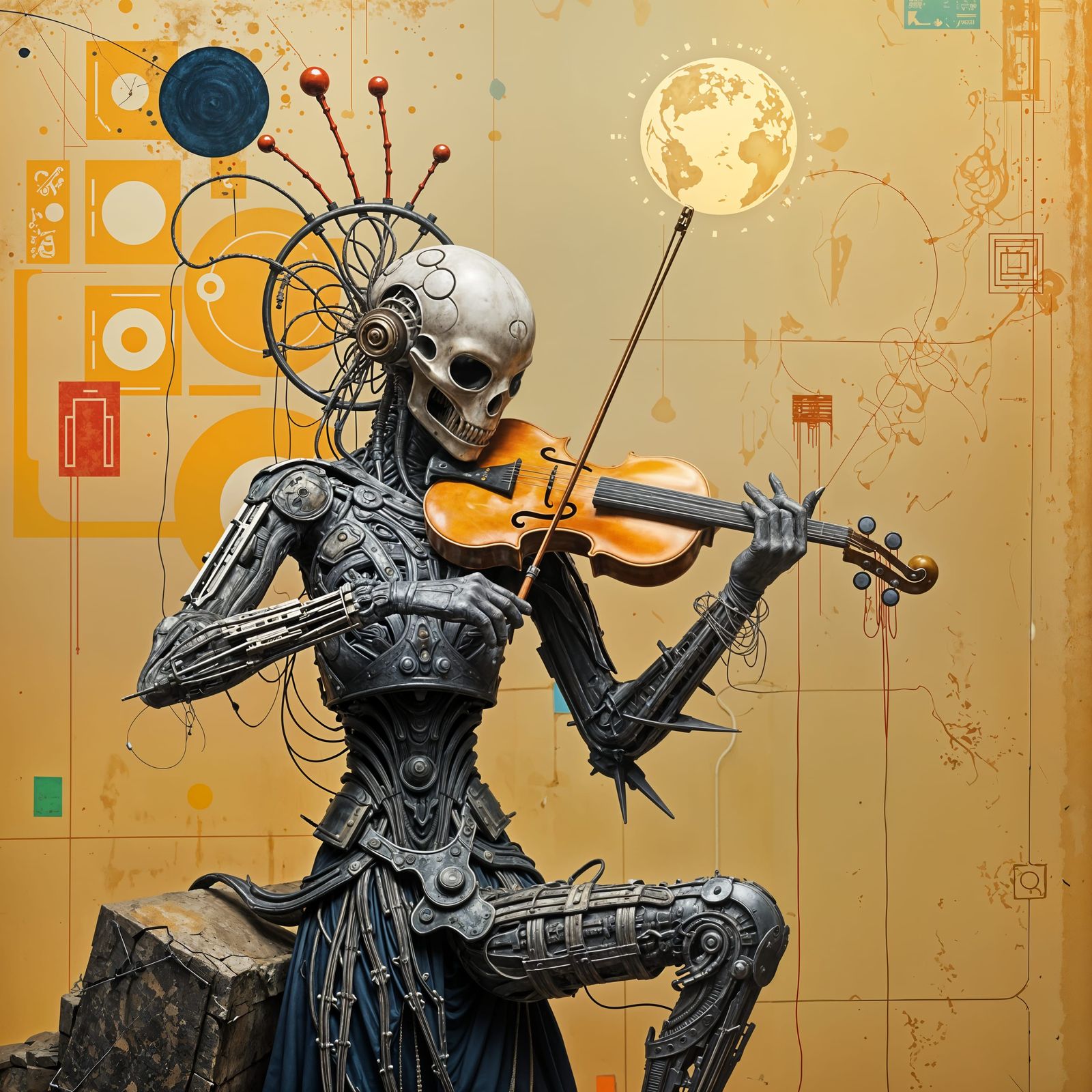 A Finely Tuned Instrument - Surreal Xenomorphic Violinist in...