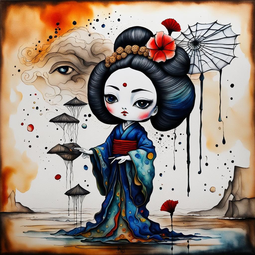 Chibi Character, Geisha - AI Generated Artwork - NightCafe Creator