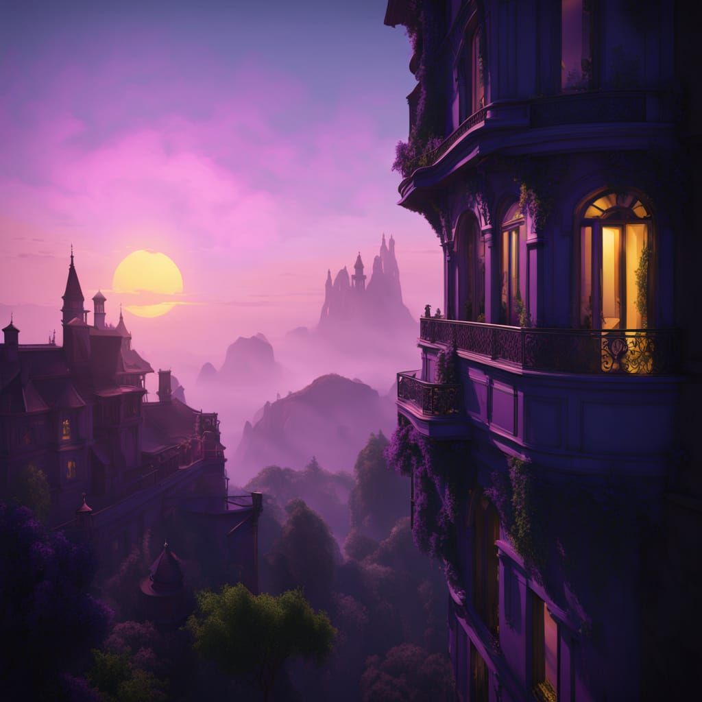 Shadow Worlds - Galactic Morning in Vibrant Lilac Oceans