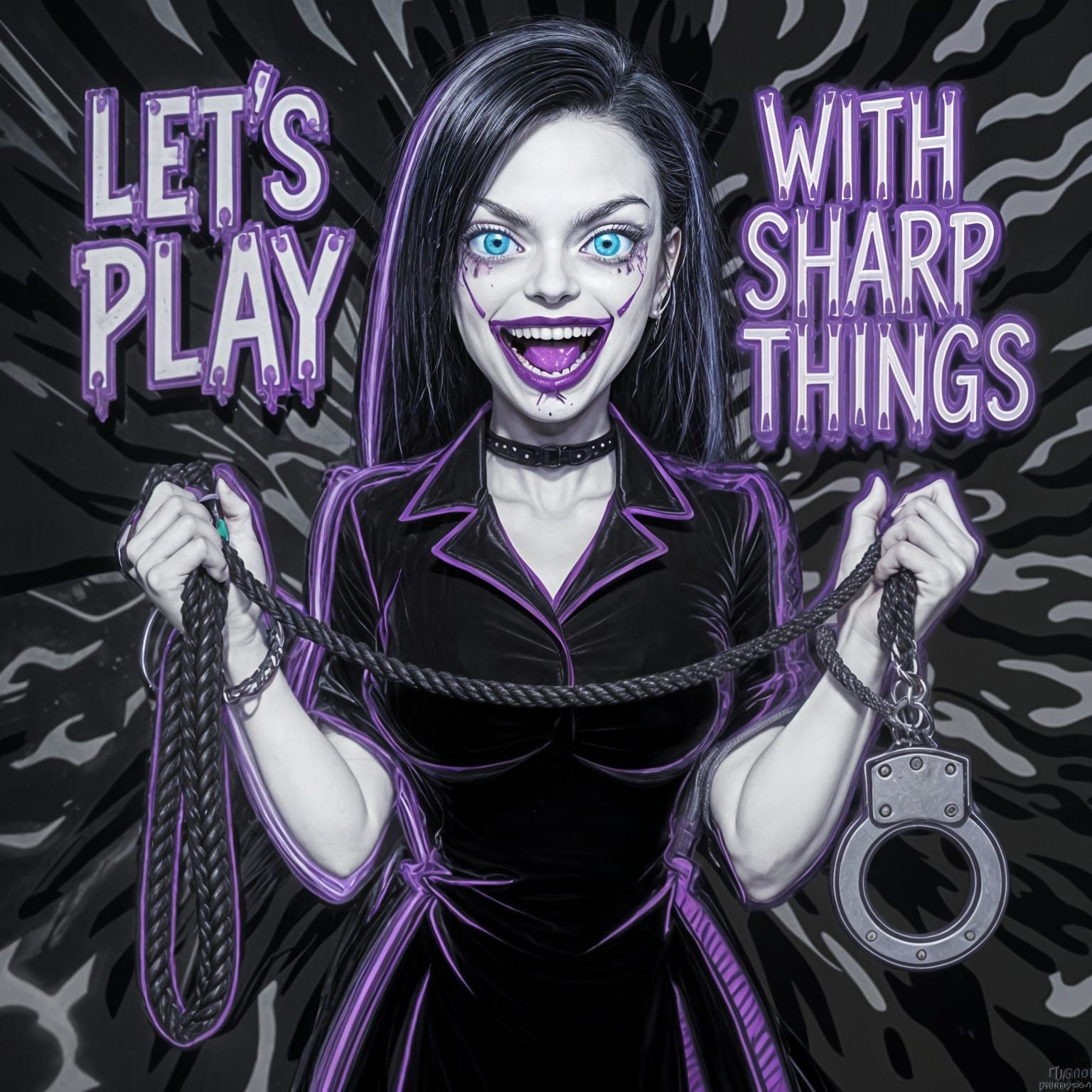 Ethereal Goth Siren in Vibrant Anime Fashion - AI Art