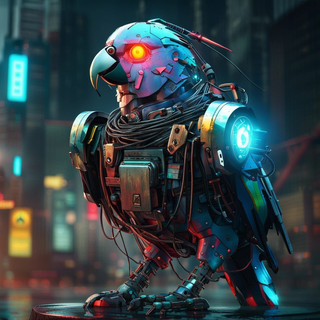 Robot parrot - AI Generated Artwork - NightCafe Creator