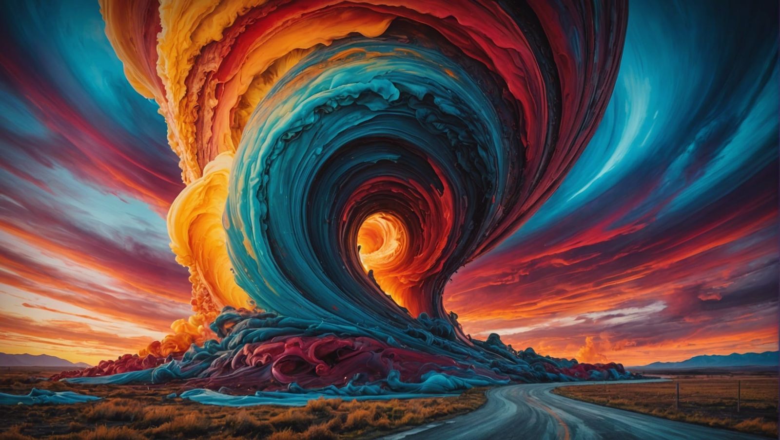 Encaustic Texture and Alcohol Ink of a Powerful Twisting Tornado - AI ...