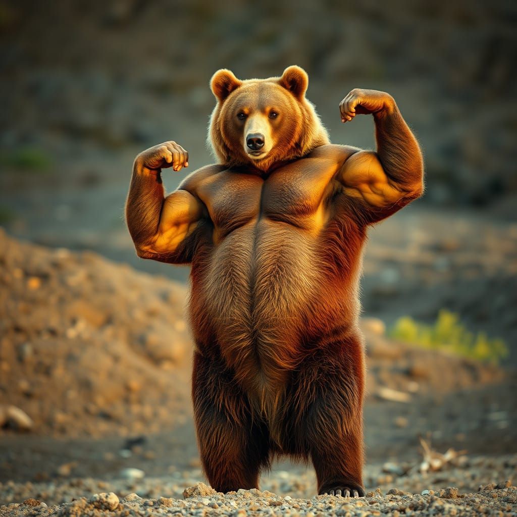 Muscular Bear in Realistic Photograph Style - AI Art
