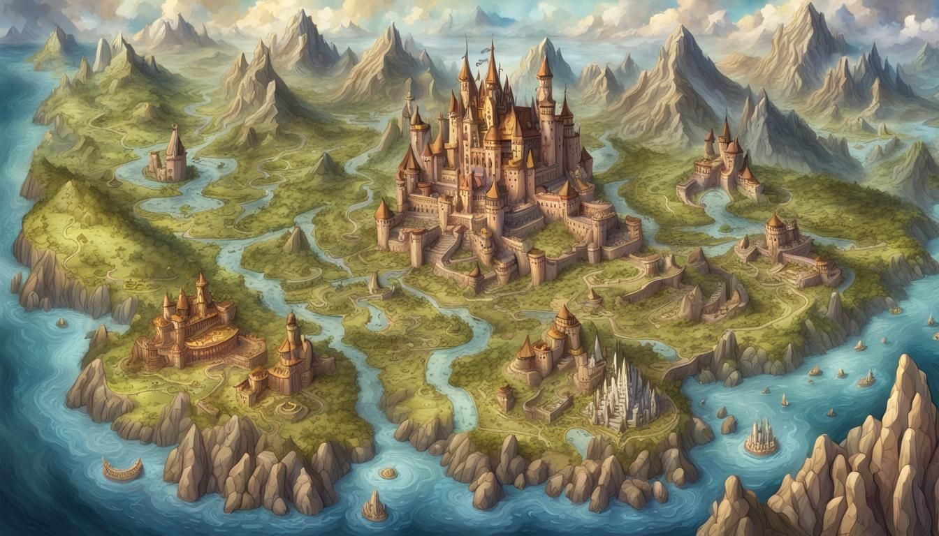 fantasy kingdom map - AI Generated Artwork - NightCafe Creator