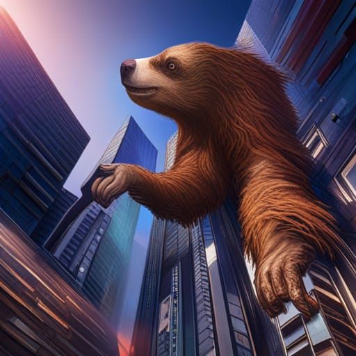 A giant sloth attacking a skyscraper - AI Generated Artwork - NightCafe ...