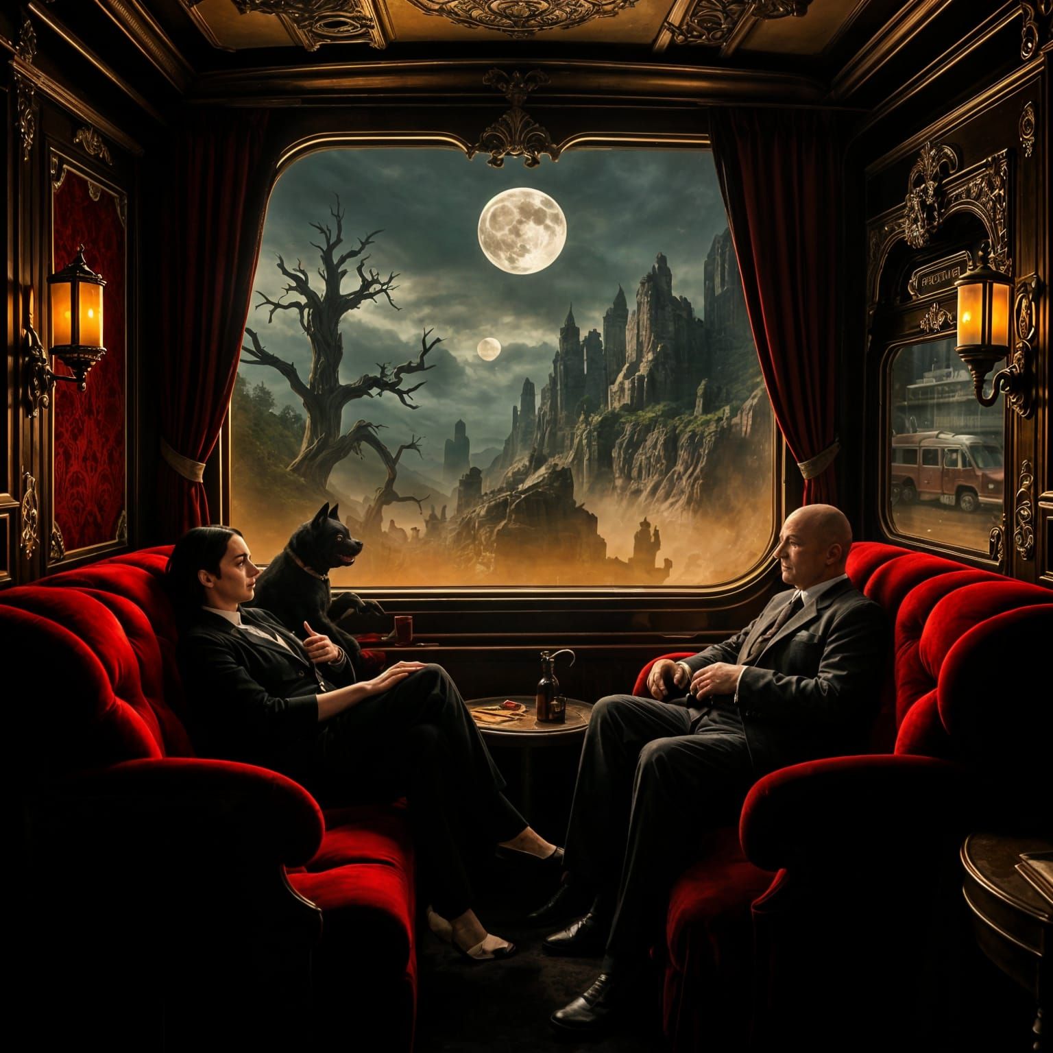 The Addams family on the train - The Addams Family in a Chia...