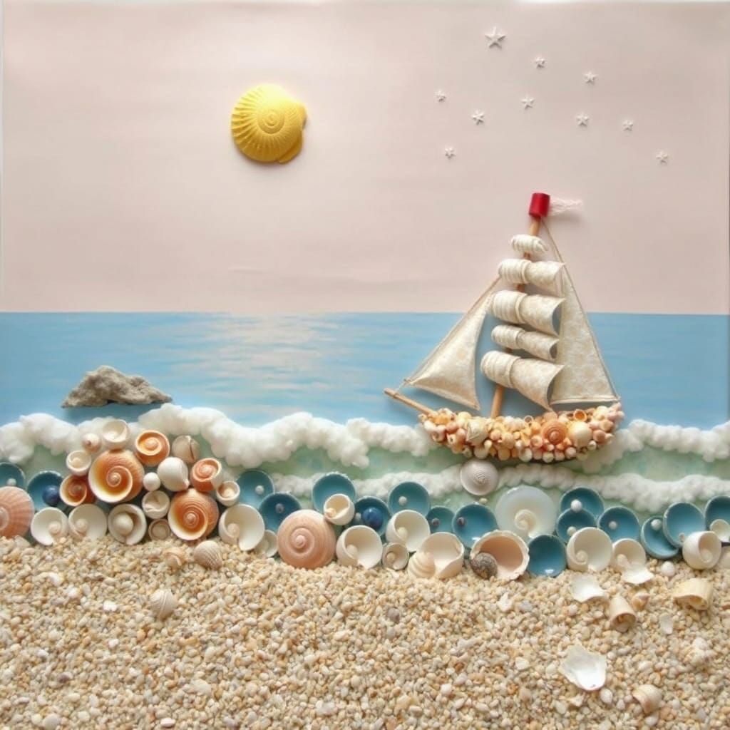 Seashell beach - Seashell Landscape in Dreamlike Surrealism