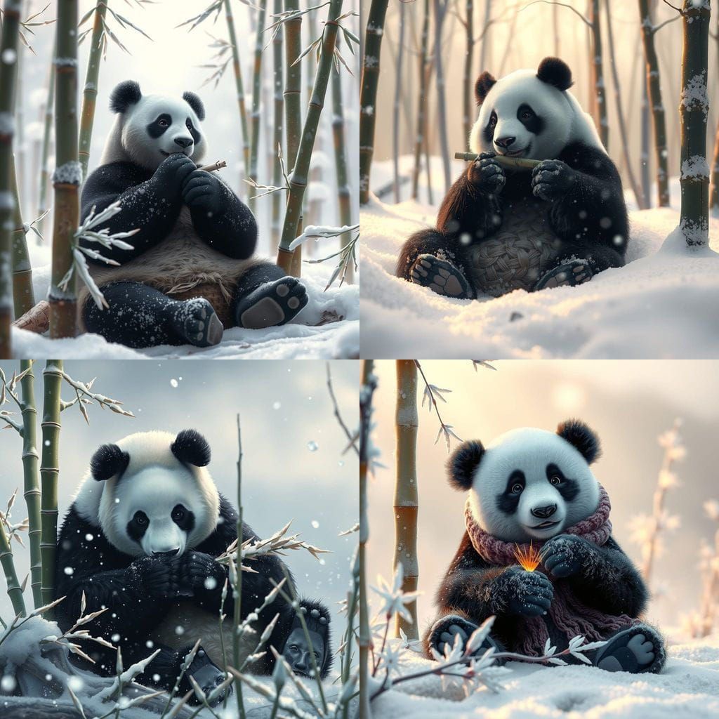 Panda in the Snow - Serene Winter Panda Amidst Snow-Covered ...