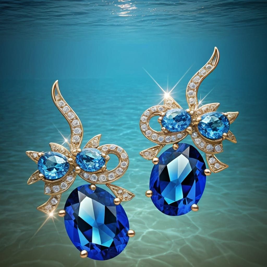 Sparkling Blue Gems on the Ocean's Surface - AI Art