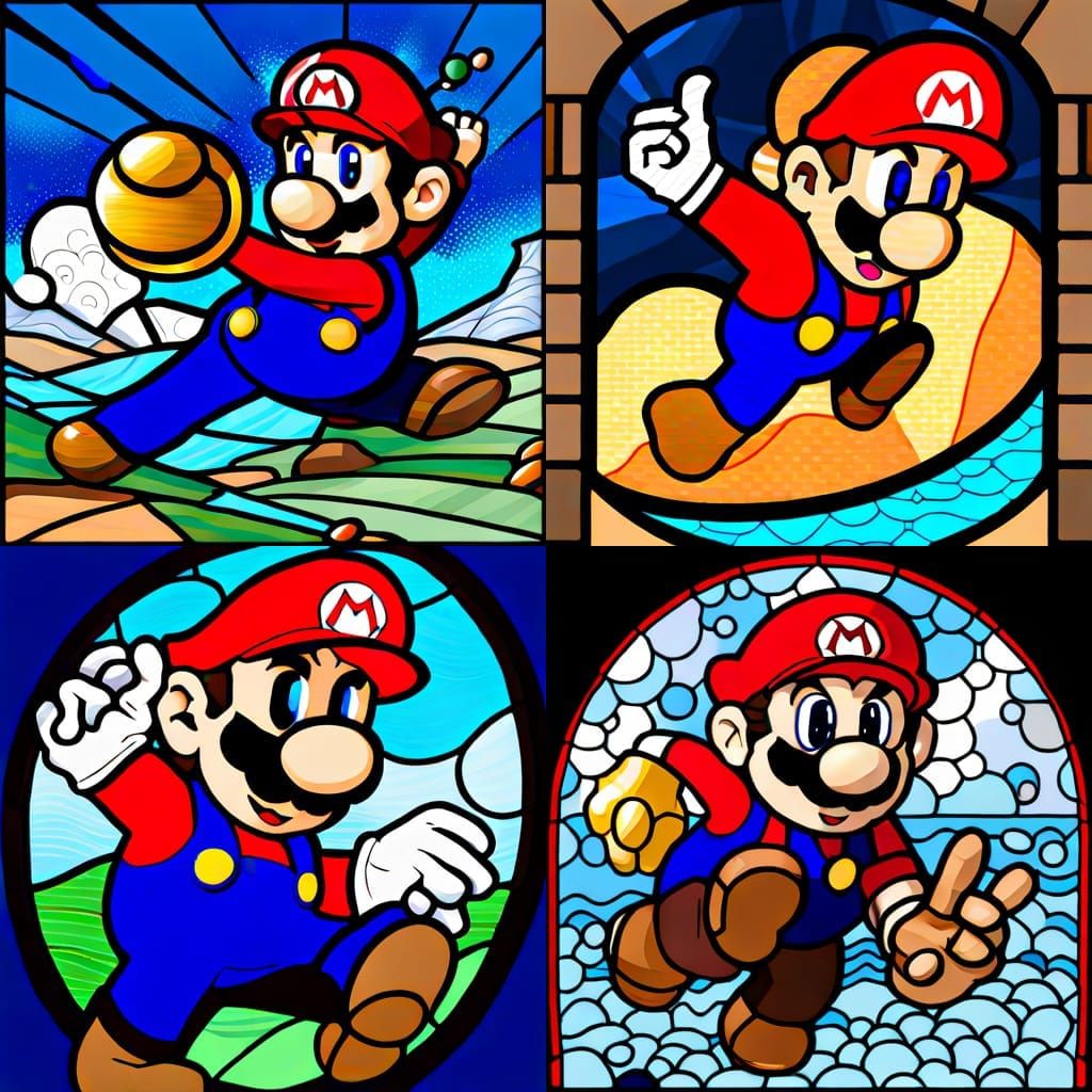 Stained Glass window of Mario - AI Generated Artwork - NightCafe Creator