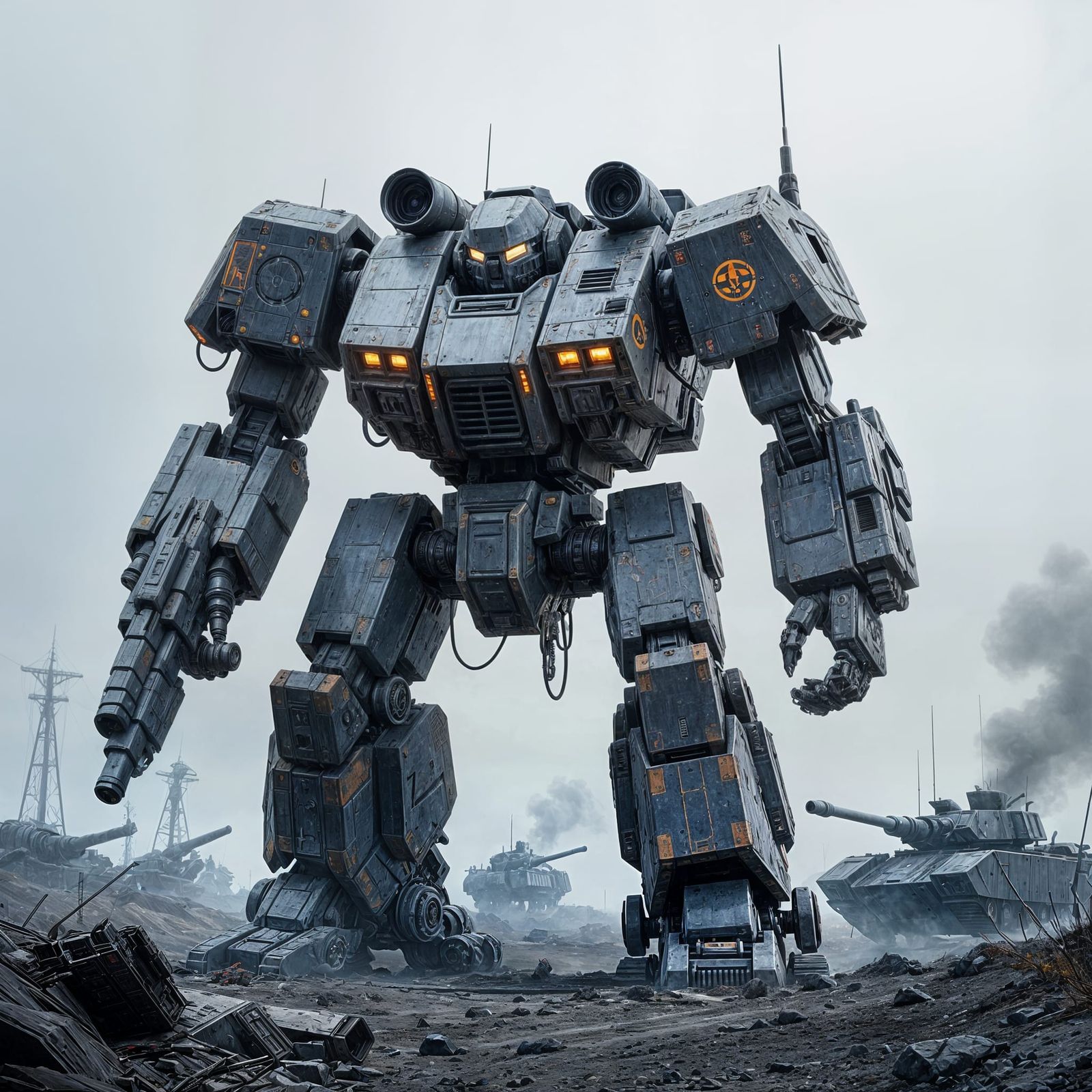 Cyberpunk BattleMech in Hyper-Detailed Industrial ... - AI Art