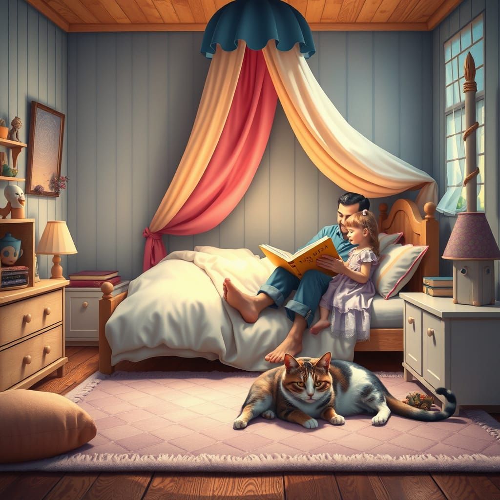 Bonne Fête Papa - Cozy Room: Father Reads to Daughter