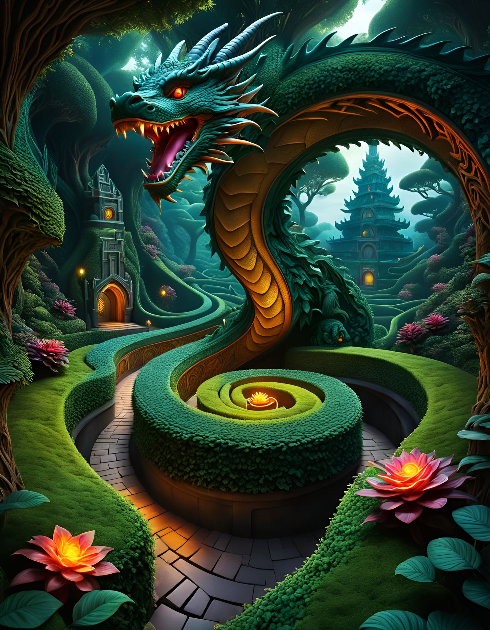 Draconic Labyrinth (#3) - AI Generated Artwork - NightCafe Creator