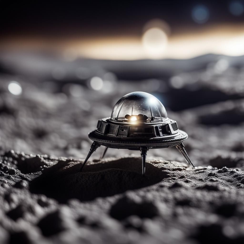 Photograph, Macro, miniature alien spaceship with alien in it on the ...